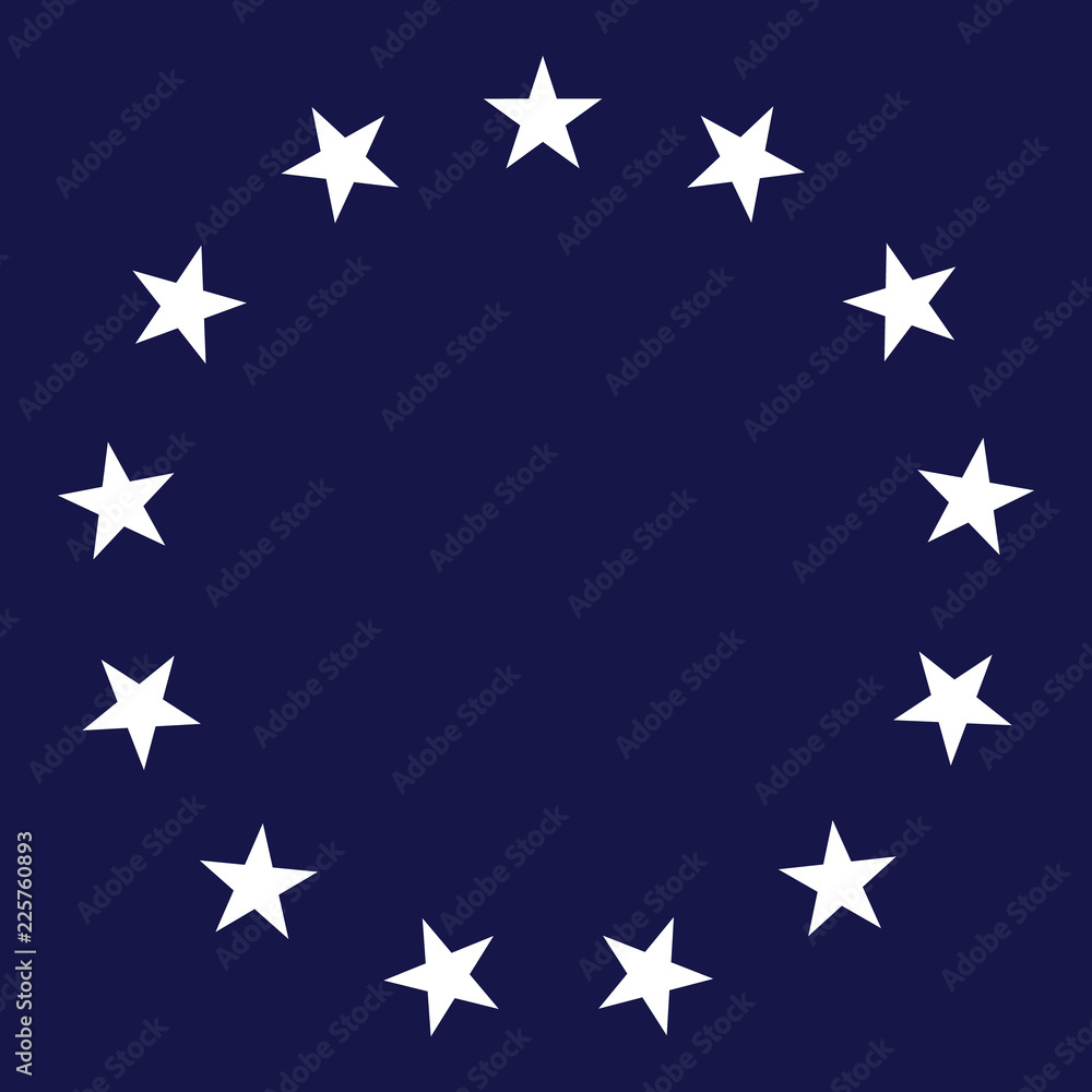 13 Star Circle isolated vector illustration, thirteen white stars ...