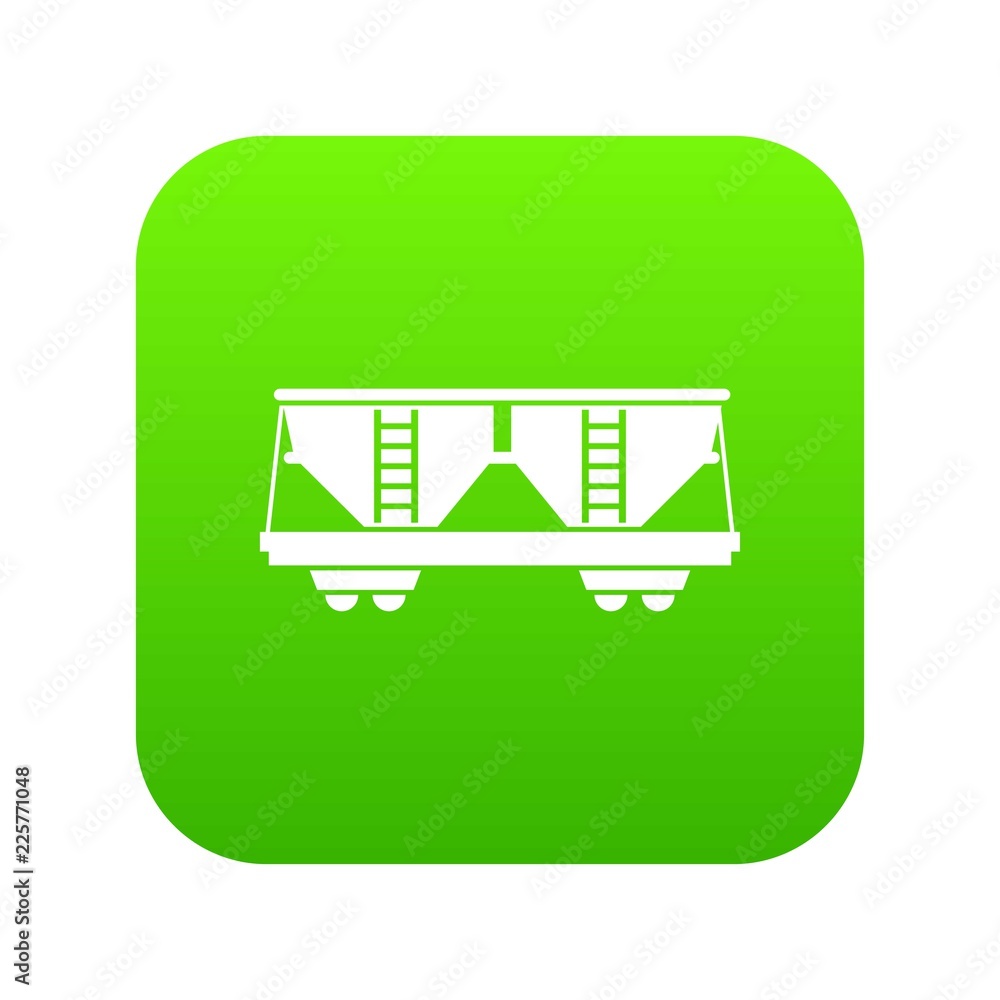 Freight railroad car icon digital green for any design isolated on ...
