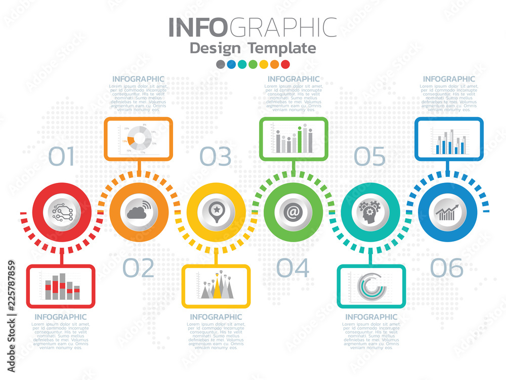 6 step of timeline infographics design template with options, process ...