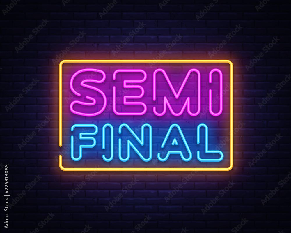 Vector de Stock Semi final neon text vector design template. Neon logo ...