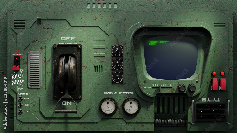 3D Render SciFi Retro Control Panel Stock Illustration | Adobe Stock