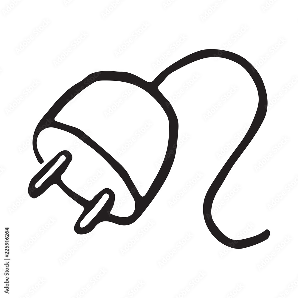 Plug with wire hand drawn outline doodle icon Stock Vector | Adobe Stock