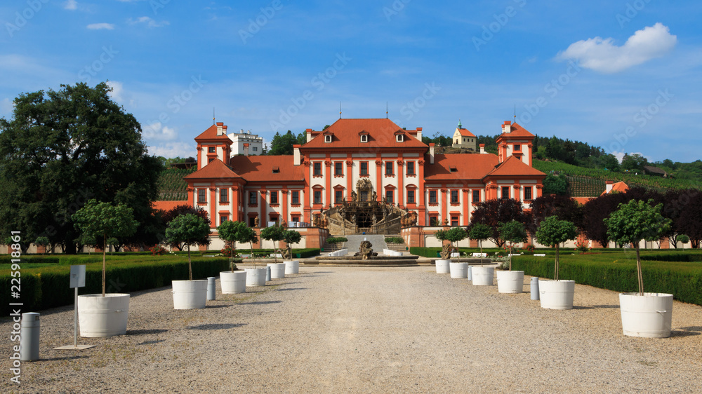 Beautiful vintage castle Troy in Prague, Czech Republic, surrounded by ...