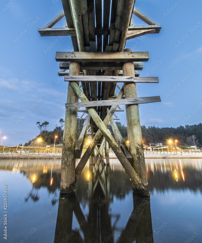 Amazing landscape at twilight in Buchupureo, a below view of the bridge ...