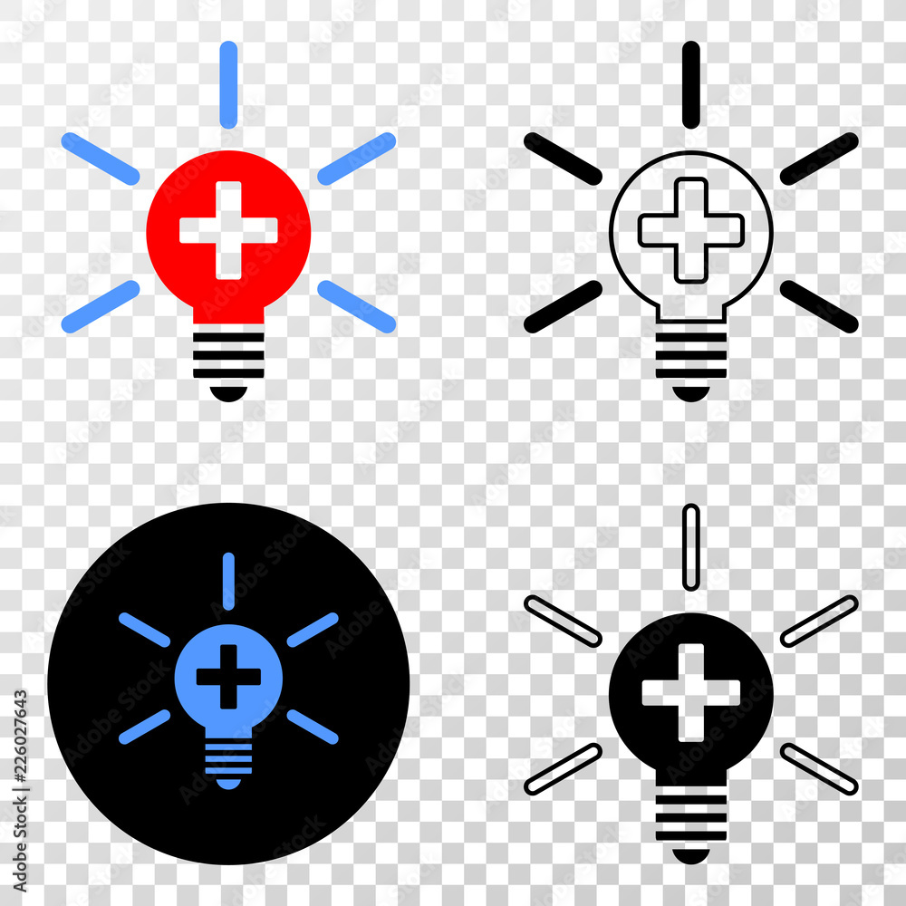 Medical lamp light EPS vector pictograph with contour, black and ...