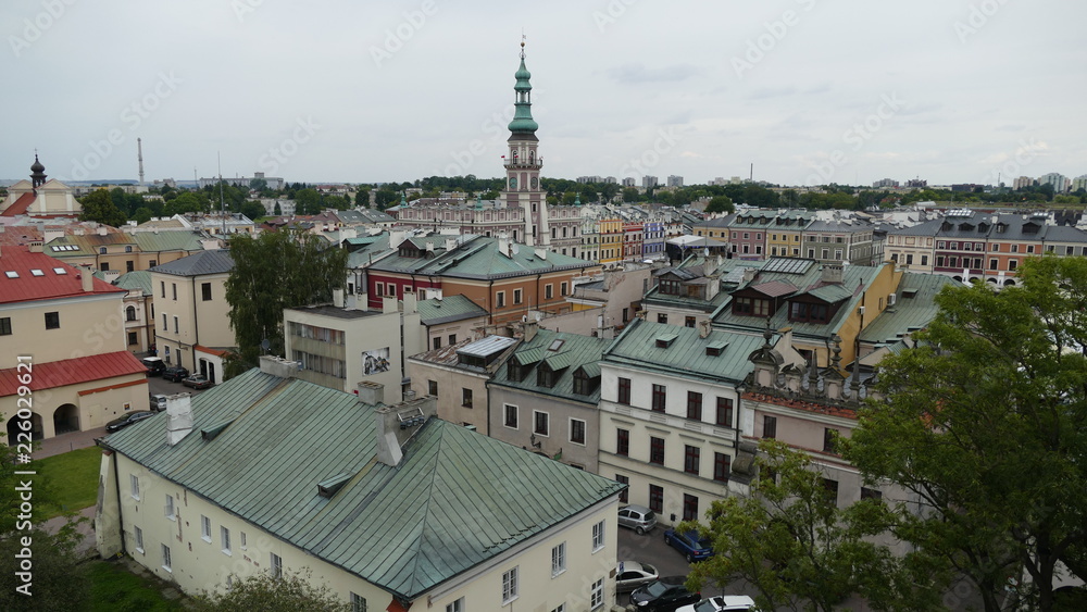 Stare Miasto Miasto średniowieczne Zamość Wokół Ratusza Są Stare