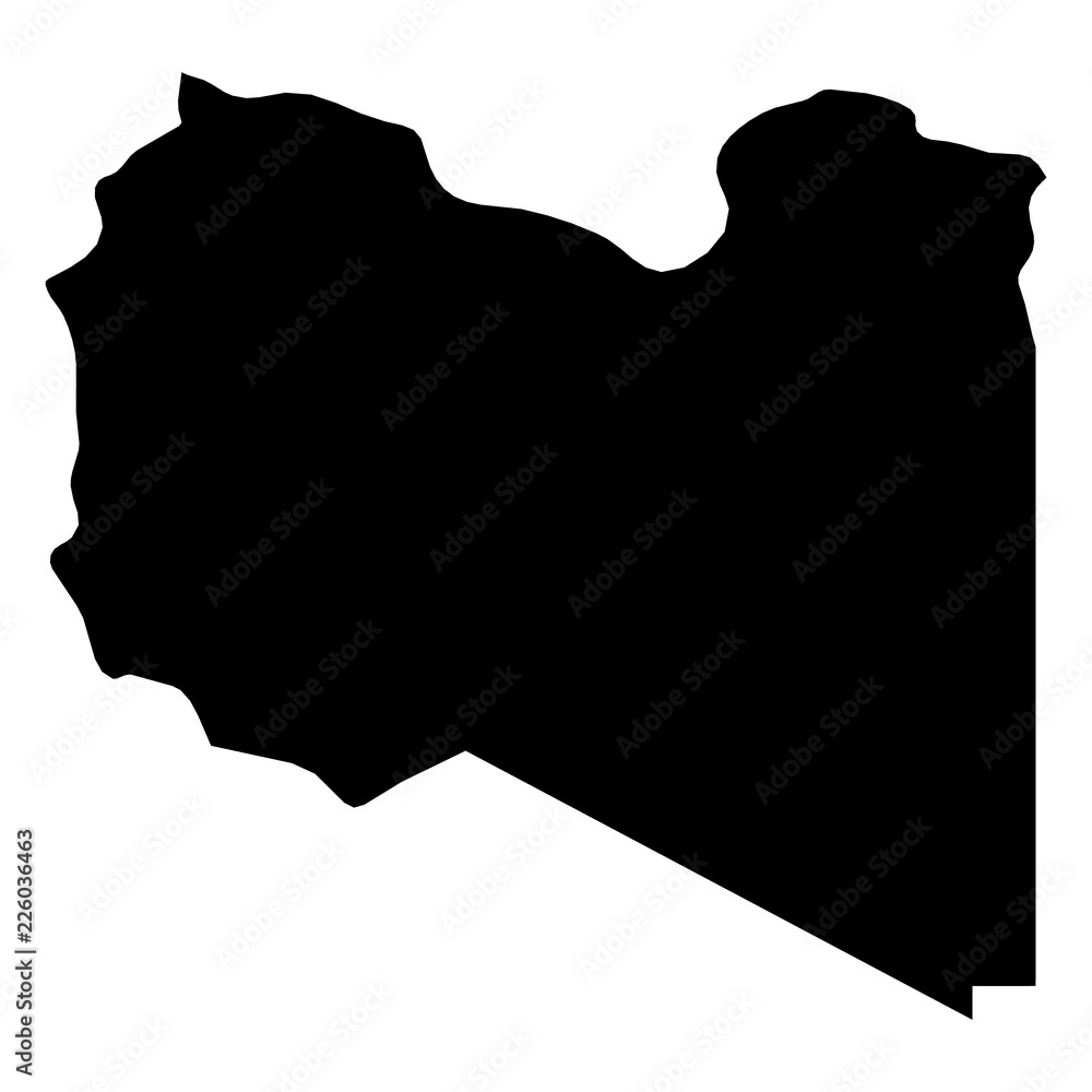Libya - solid black silhouette map of country area. Simple flat vector ...