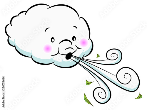 Adorable Cloud Blowing Wind Stock Vector | Adobe Stock