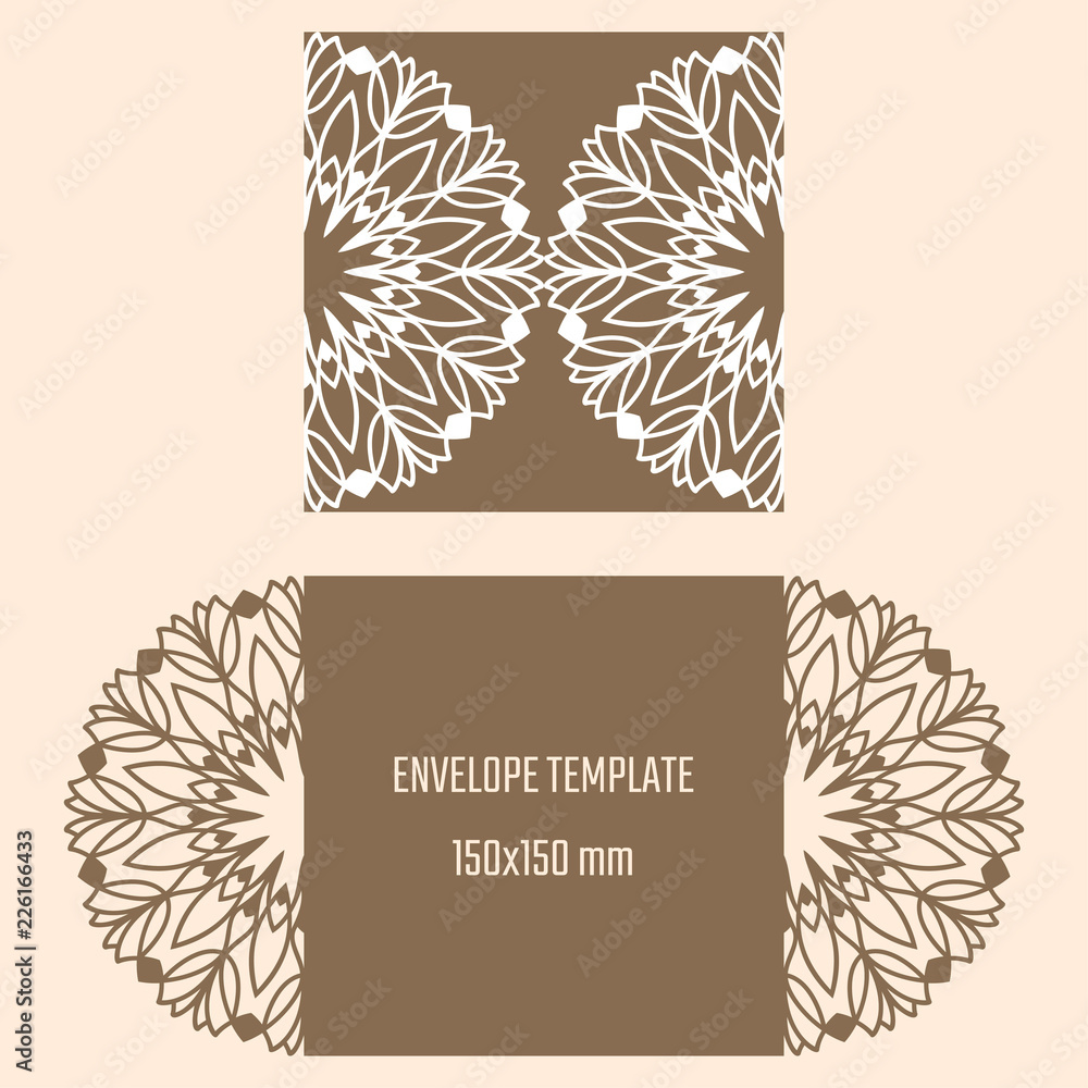 Laser cutting vector envelope. Wedding die cut invitation template ...