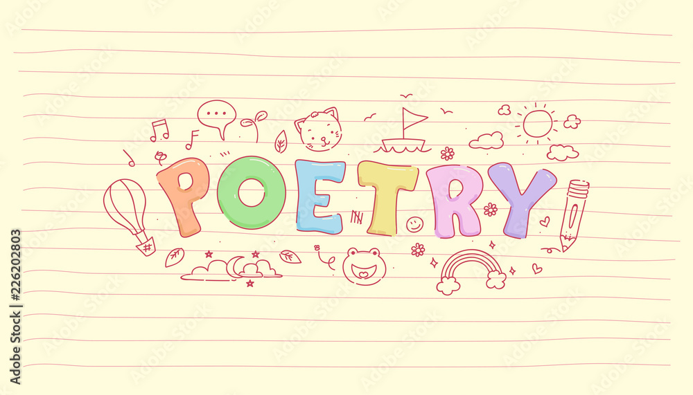 Poetry Lettering Doodles Illustration Stock Vector | Adobe Stock