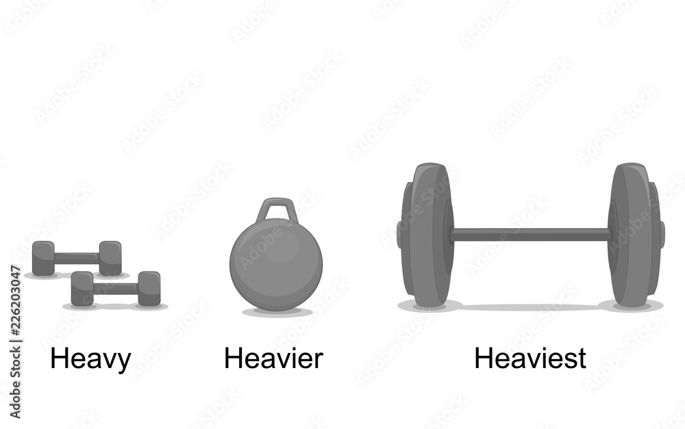 Degree Of Comparison Heavy Heaviest Illustration Stock Vector | Adobe Stock