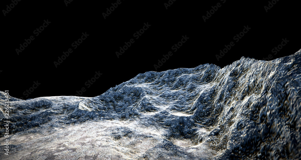 Extremely detailed and realistic high resolution 3D illustration of a asteroid moon exoplanet ...