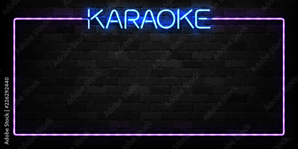 เวกเตอร์ Stock Vector realistic isolated neon sign of Karaoke frame ...