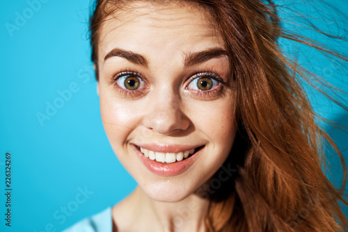 woman with wide eyes beautiful face Stock Photo | Adobe Stock