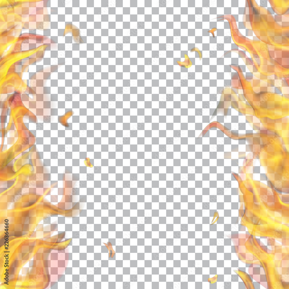 Translucent fire flame with vertical seamless repeat on two sides, left ...