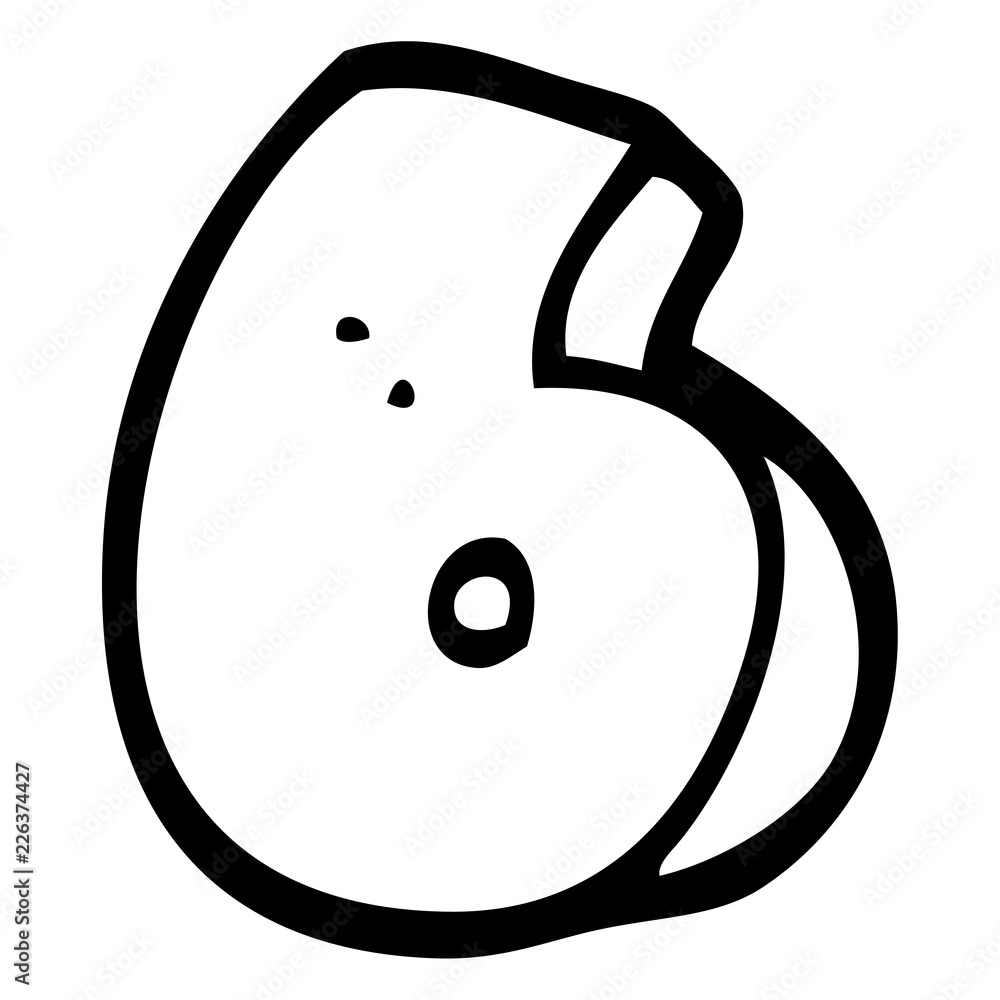 black and white cartoon number six Stock Vector | Adobe Stock