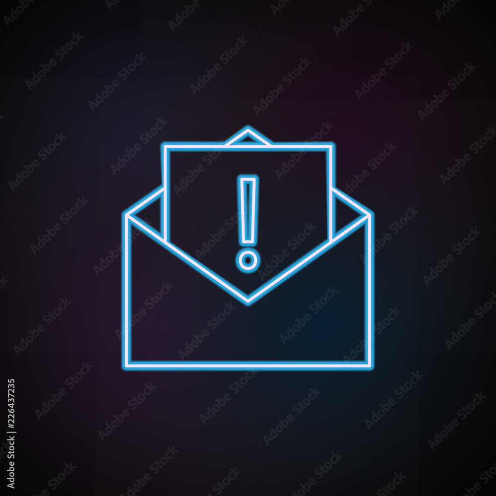 notice in an envelope icon in neon style. One of Mobile banking ...