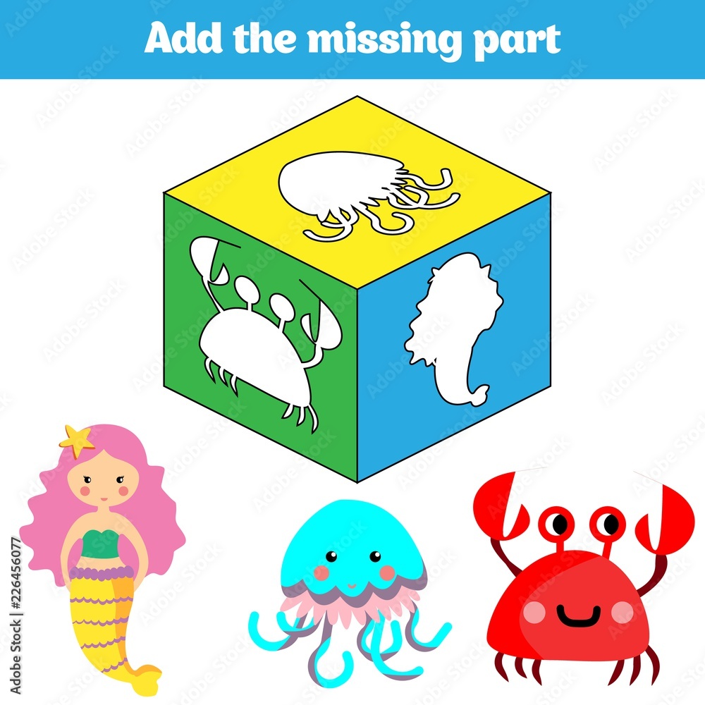 Puzzle game. Visual Educational Game for children. Task: find the ...