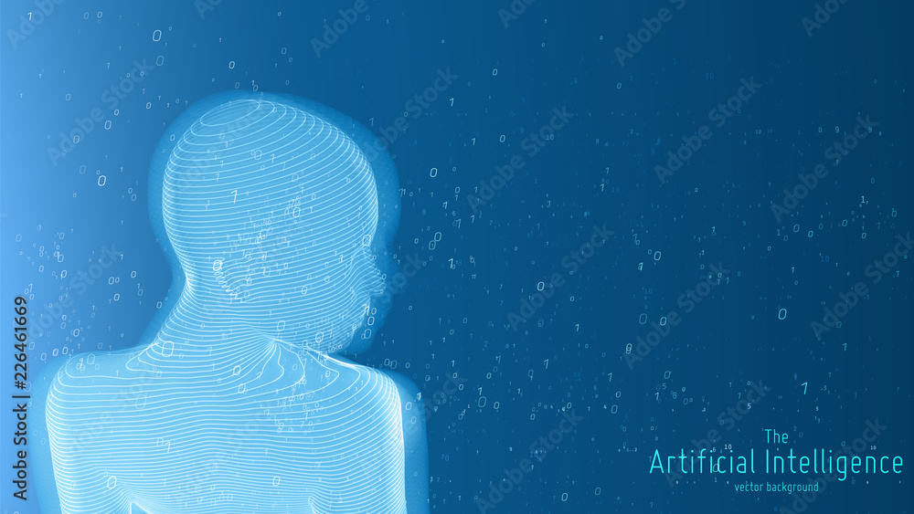 Human Big data visualization. Futuristic Artificial intelligence ...