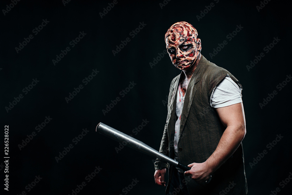 Photo Stock scary halloween theme and halloween makeup: scary man with ...
