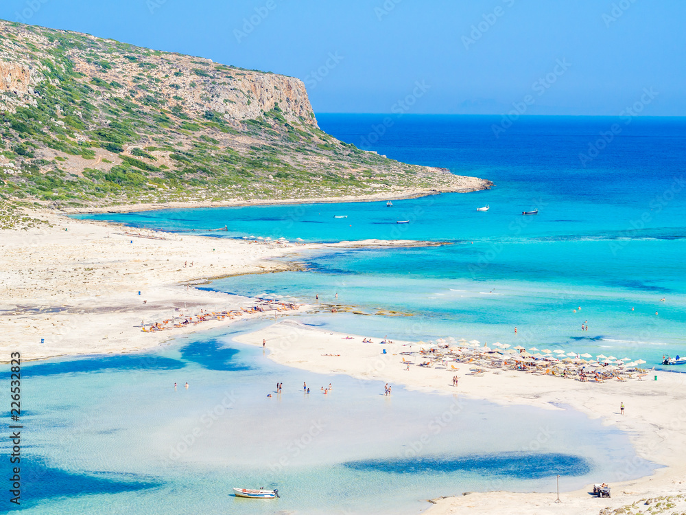 Crete, Greece: Balos lagoon paradisiacal view of beach and sea. Lagoon ...