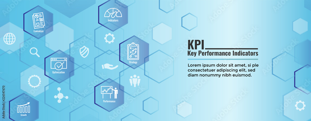 KPI - Key Performance Indicators Web Header Banner and Icon set Stock ...