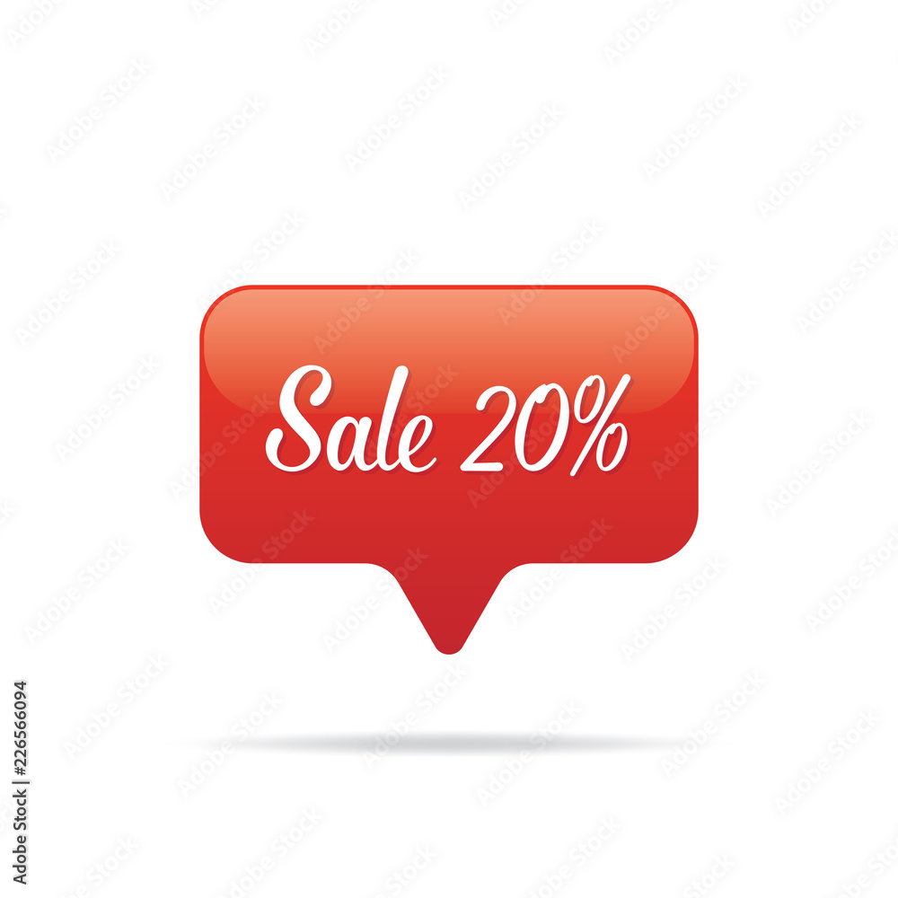 Vol.7 Sale sign set app notification 20 percent heading design for ...