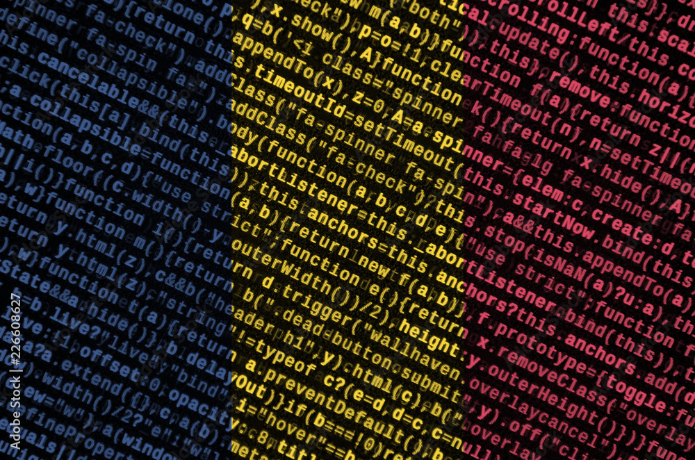 Chad flag is depicted on the screen with the program code. The concept ...