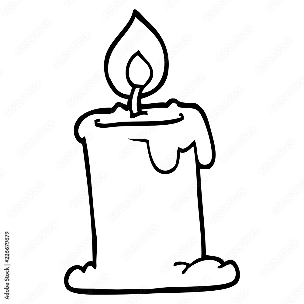 line drawing cartoon candle burning Stock Vector | Adobe Stock