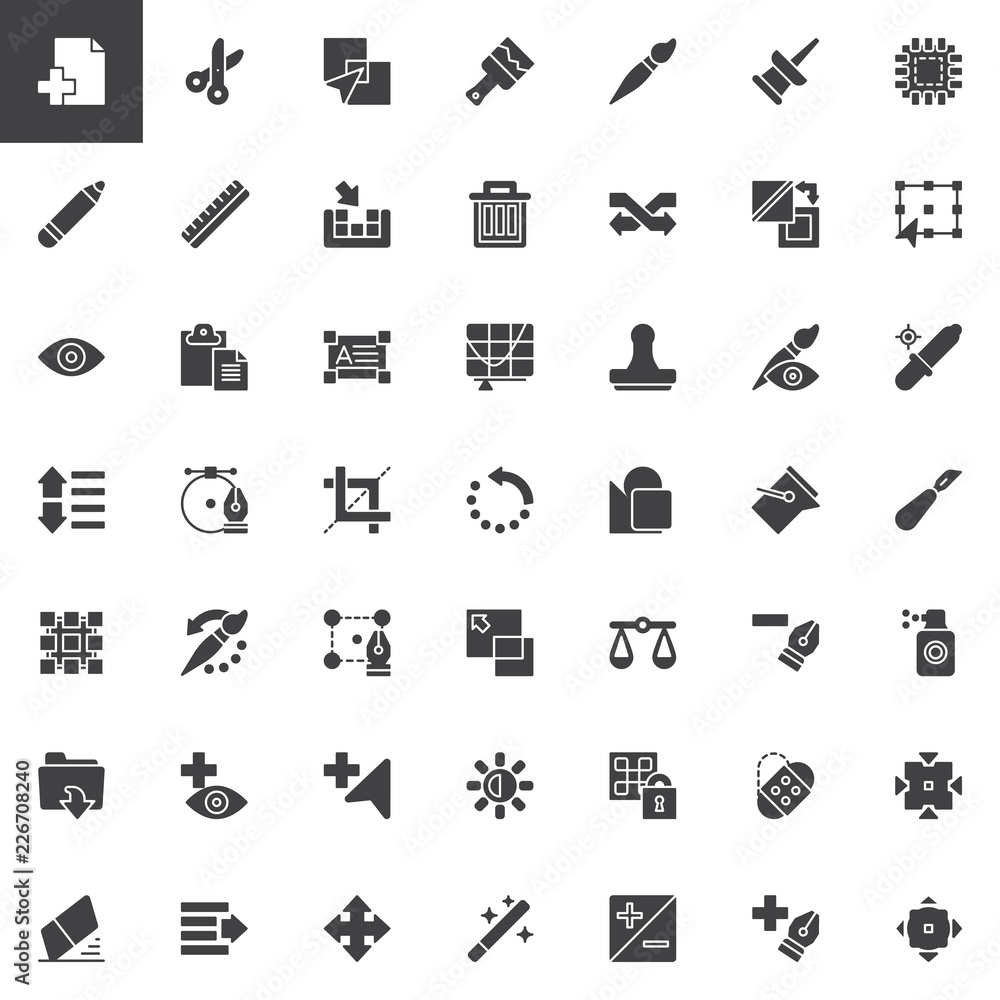 Utilities vector icons set, modern solid symbol collection, filled ...