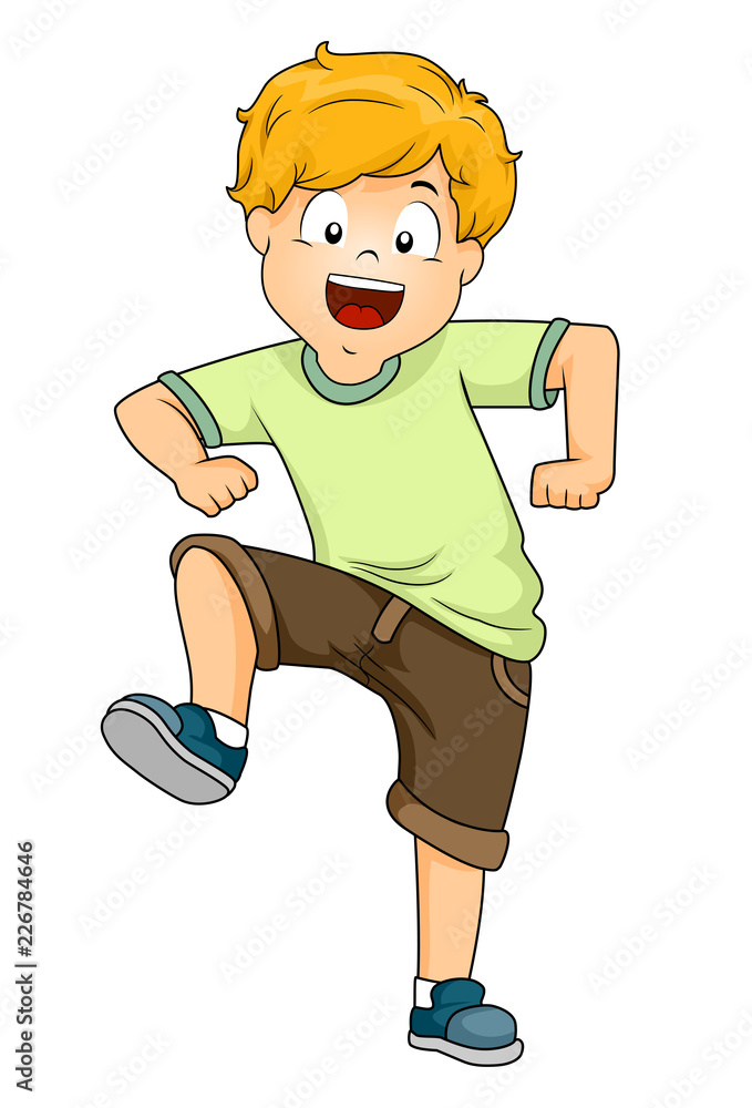 Kid Boy Stomping Illustration Stock Vector | Adobe Stock
