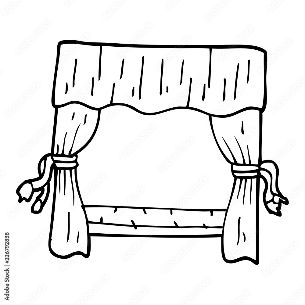 line drawing cartoon window with curtains Stock Vector | Adobe Stock