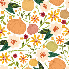 Flower And Pumpkin Seamless Pattern Free Stock Photo - Public Domain ...