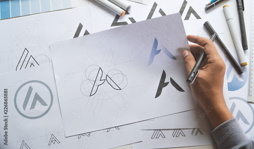 Graphic designer development process drawing sketch design creative ...