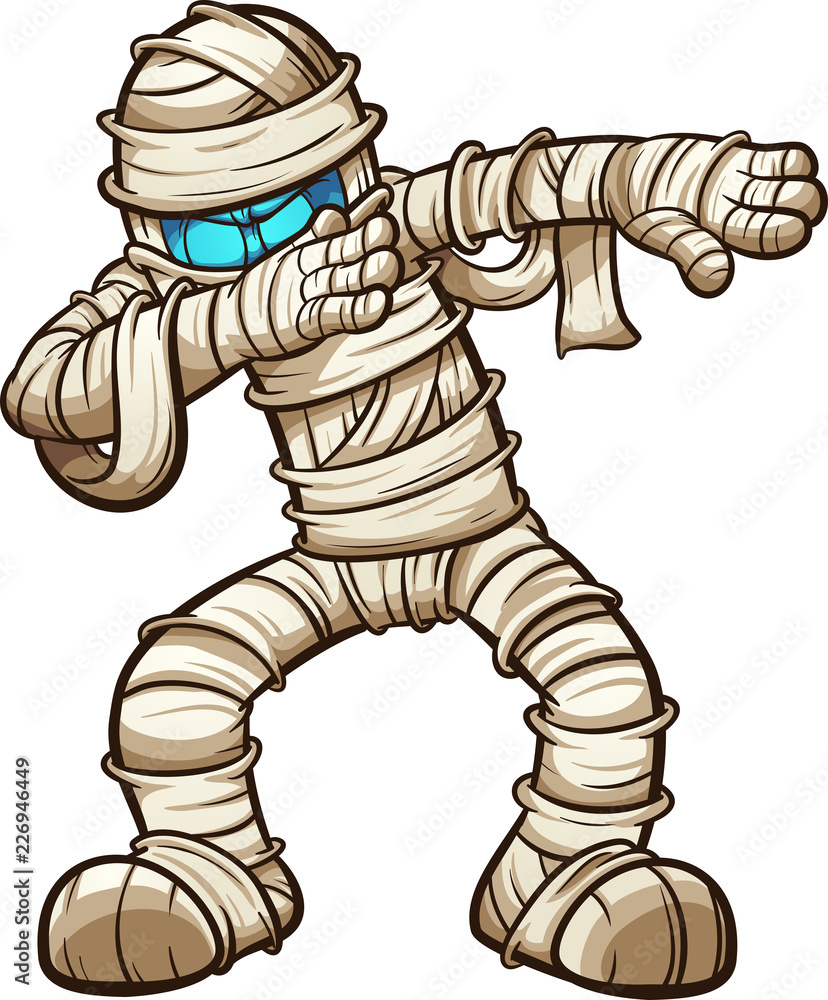 Dabbing cartoon mummy. Vector illustration with simple gradients. All ...