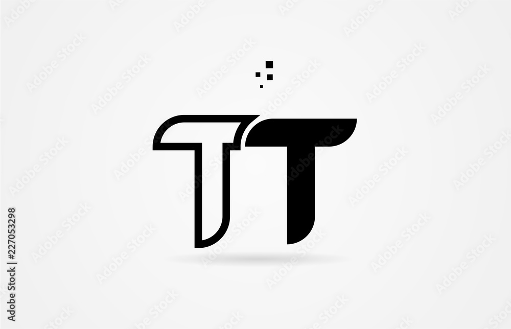 black and white alphabet letter tt t t logo icon design Stock Vector ...