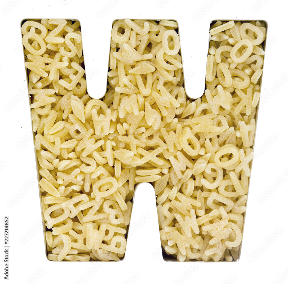 Capital Letter W made up from alphabet pasta Stock Photo | Adobe Stock