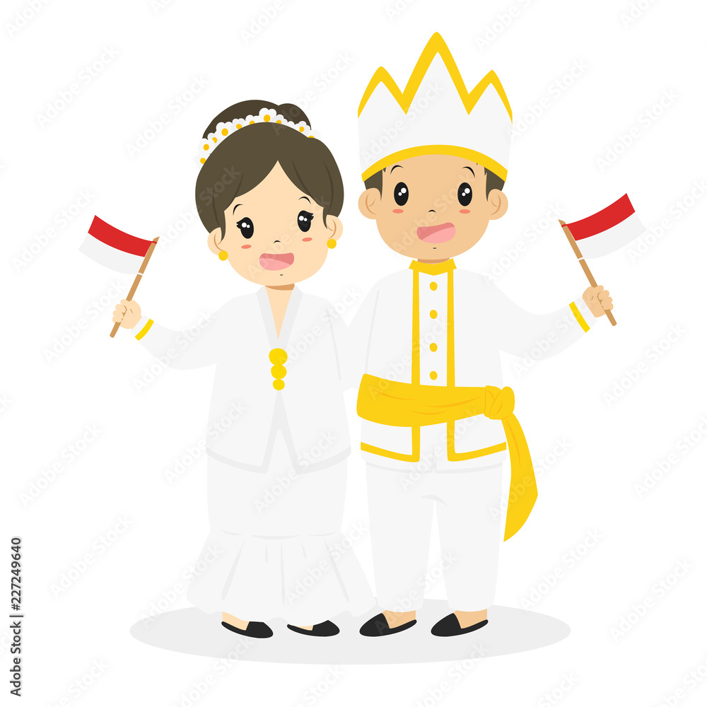 Happy Indonesian children wearing North Sulawesi traditional dress and ...