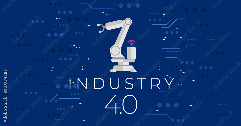 Industry 4.0 concept vector illustration. Fourth industrial revolution ...