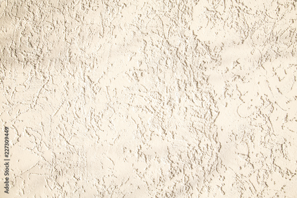Beige facade plaster background. Monolayer glued wall from cement ...