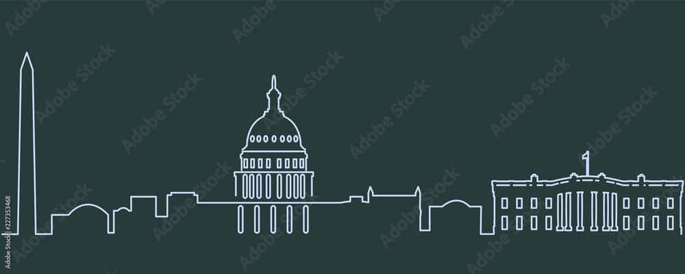 Washington Single Line Skyline Stock Vector | Adobe Stock