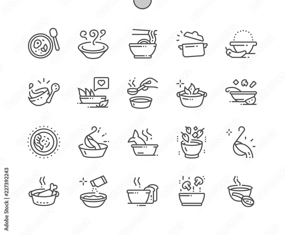 Soup Well-crafted Pixel Perfect Vector Thin Line Icons 30 2x Grid for ...