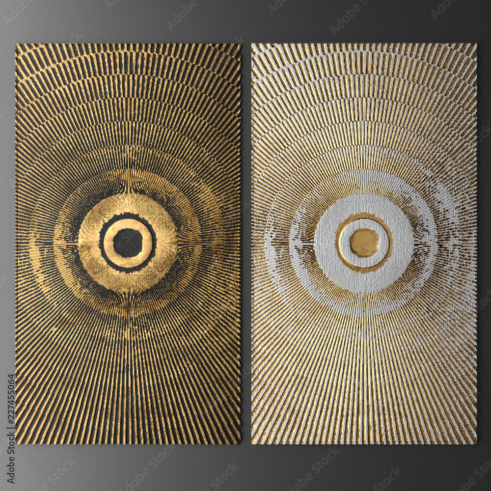 3D wall art, paintings with gold leaf Stock Photo | Adobe Stock