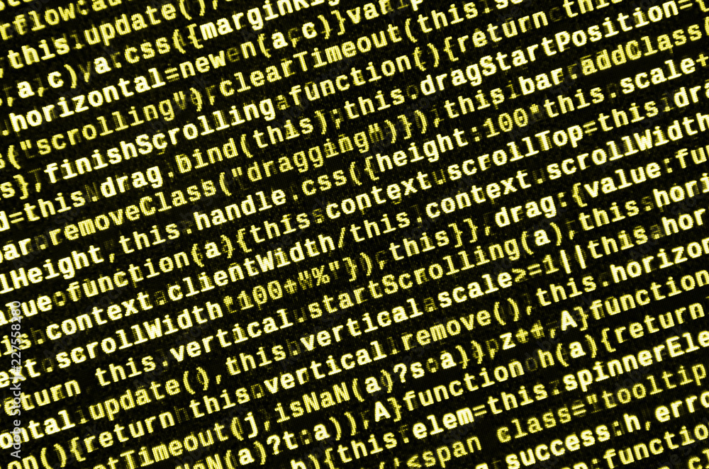 Computer program preview. Programming code typing. Information technology website coding ...