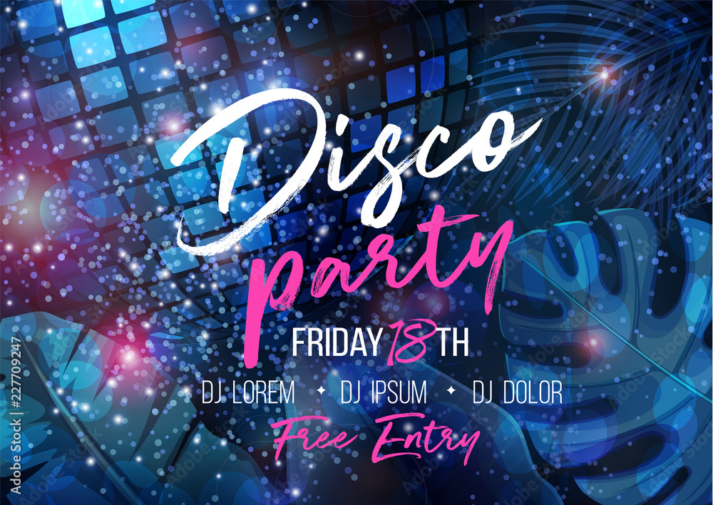 banner template with disco ball Stock Vector | Adobe Stock