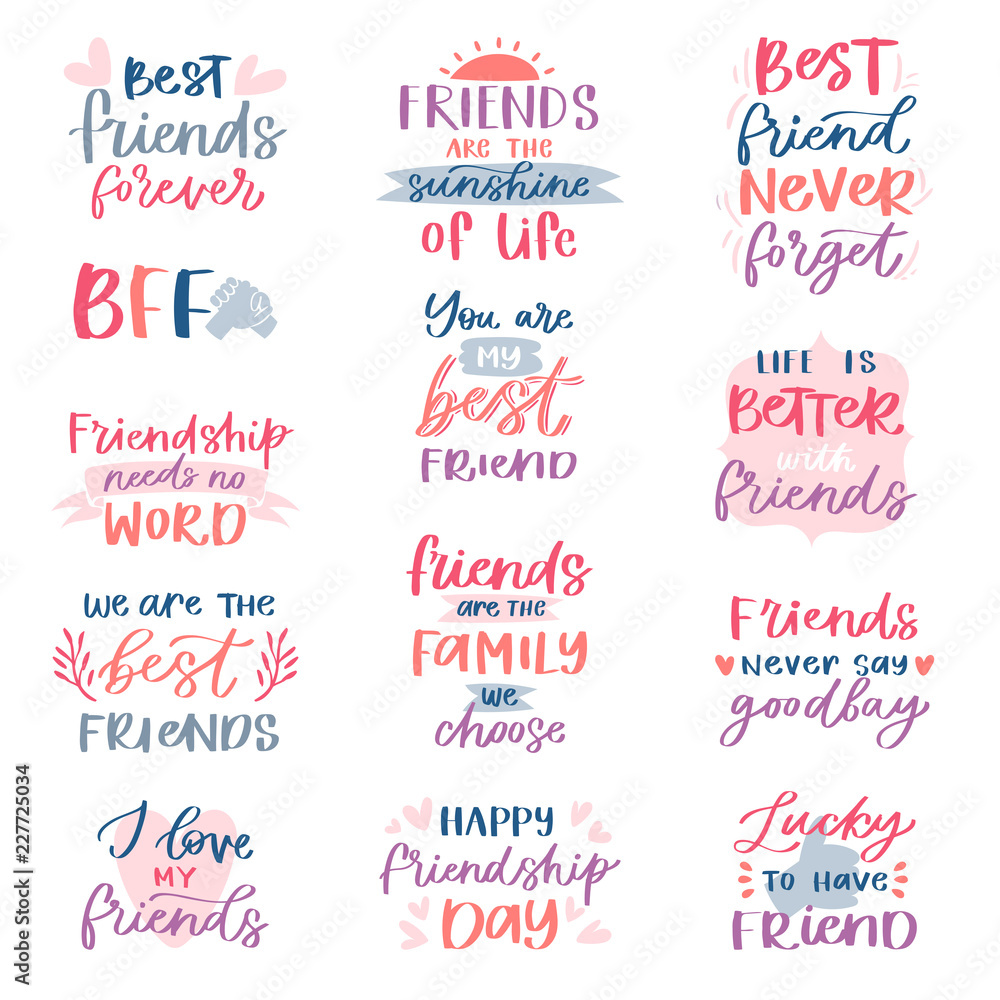 Friend lettering vector friendship card typography and friendly ...