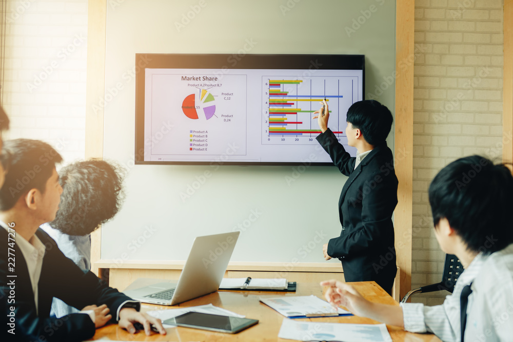 Business people working presentation finance budget cost summary in a ...