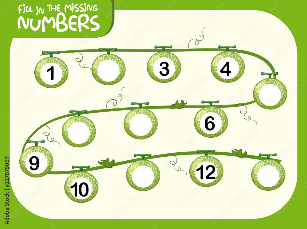 Fill in the missing number worksheet Stock Vector | Adobe Stock