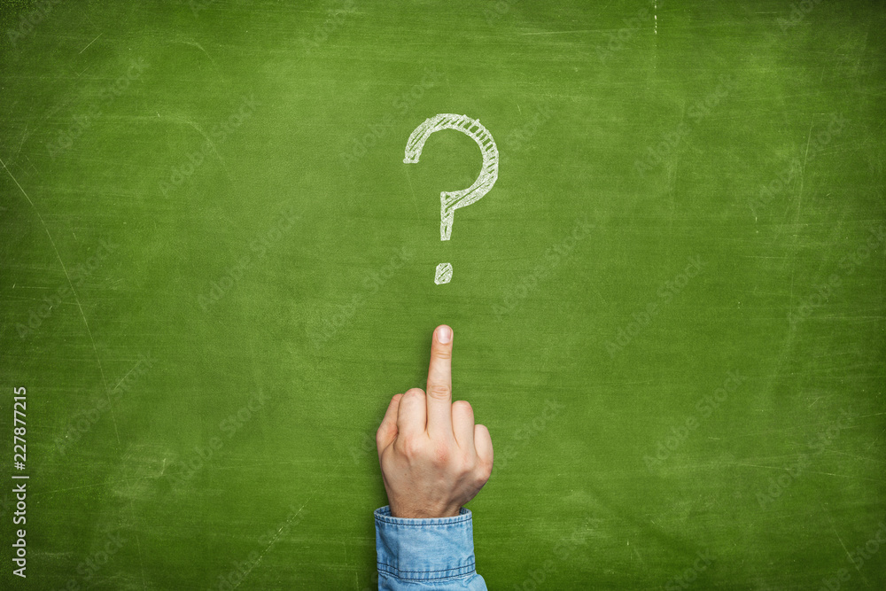 Question mark and middle finger Stock Photo | Adobe Stock