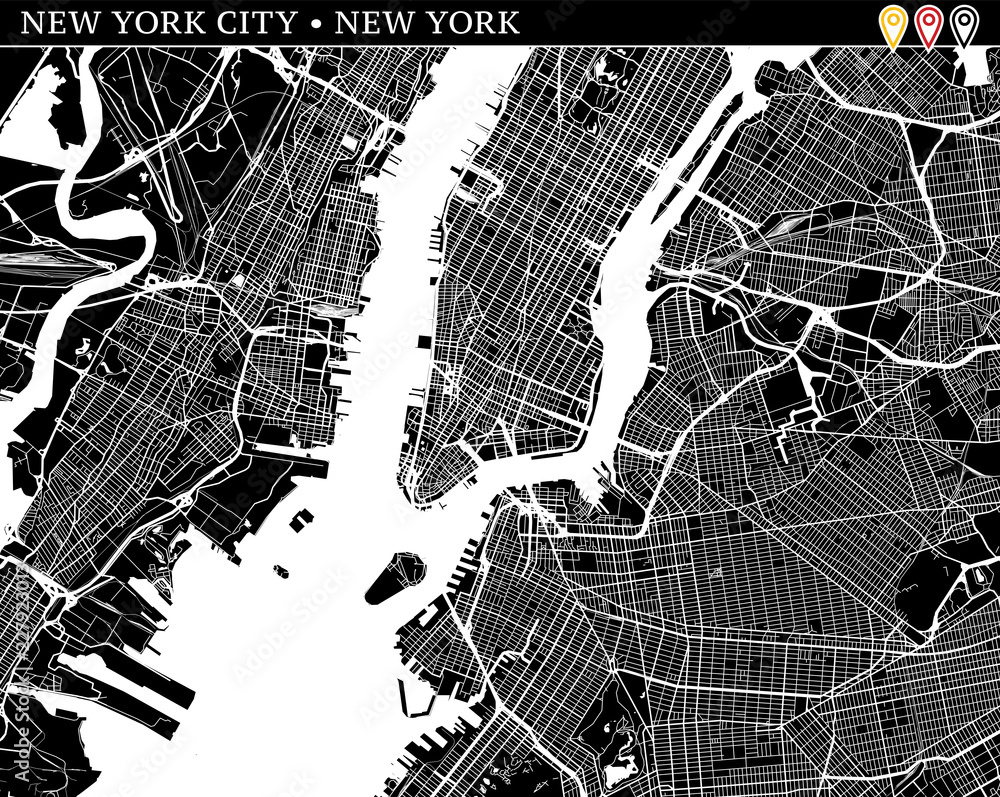 Simple map of New York City, New York Stock Vector | Adobe Stock
